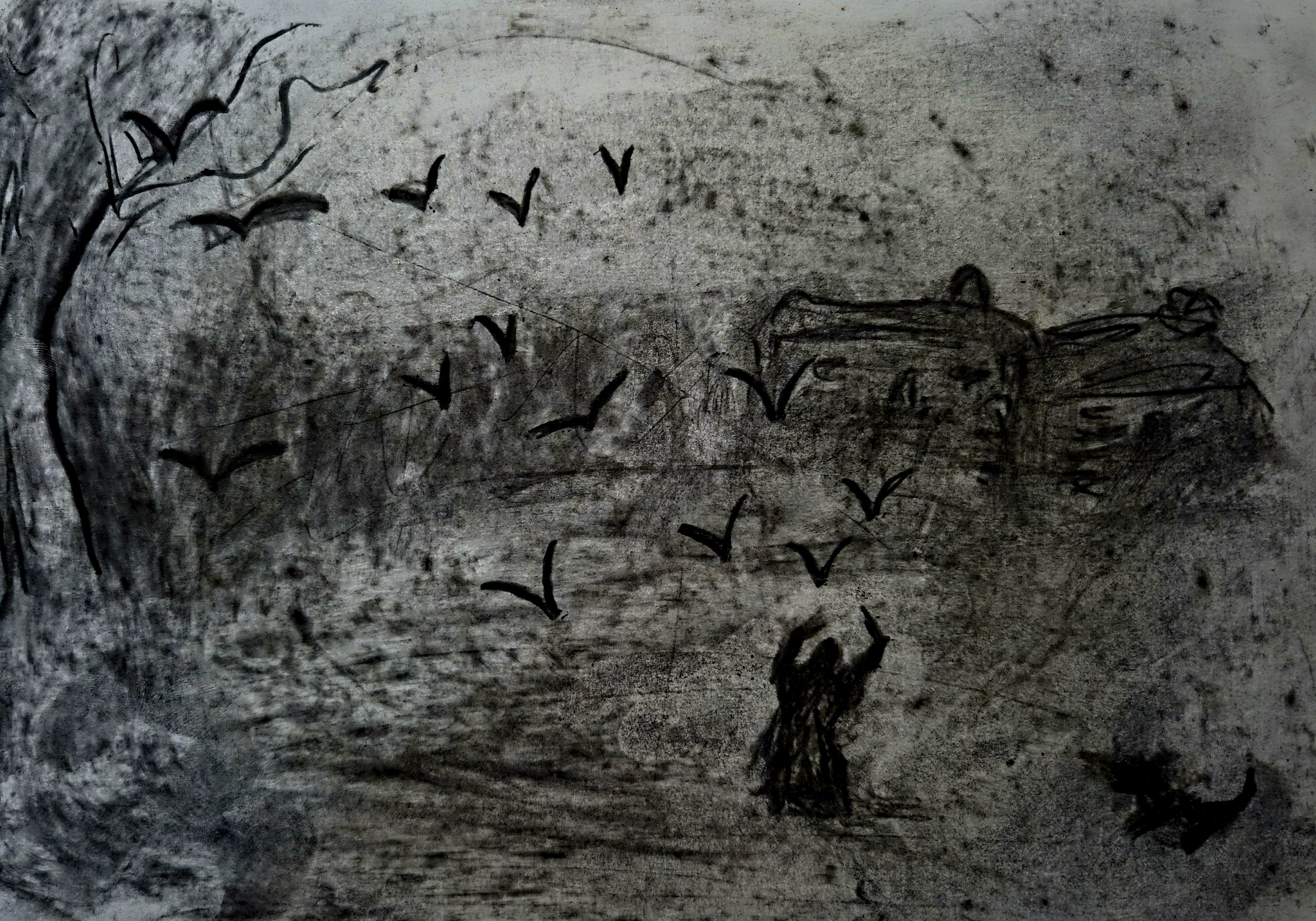 Mad woman attacked by crows and black dog barking at her by Michael ...