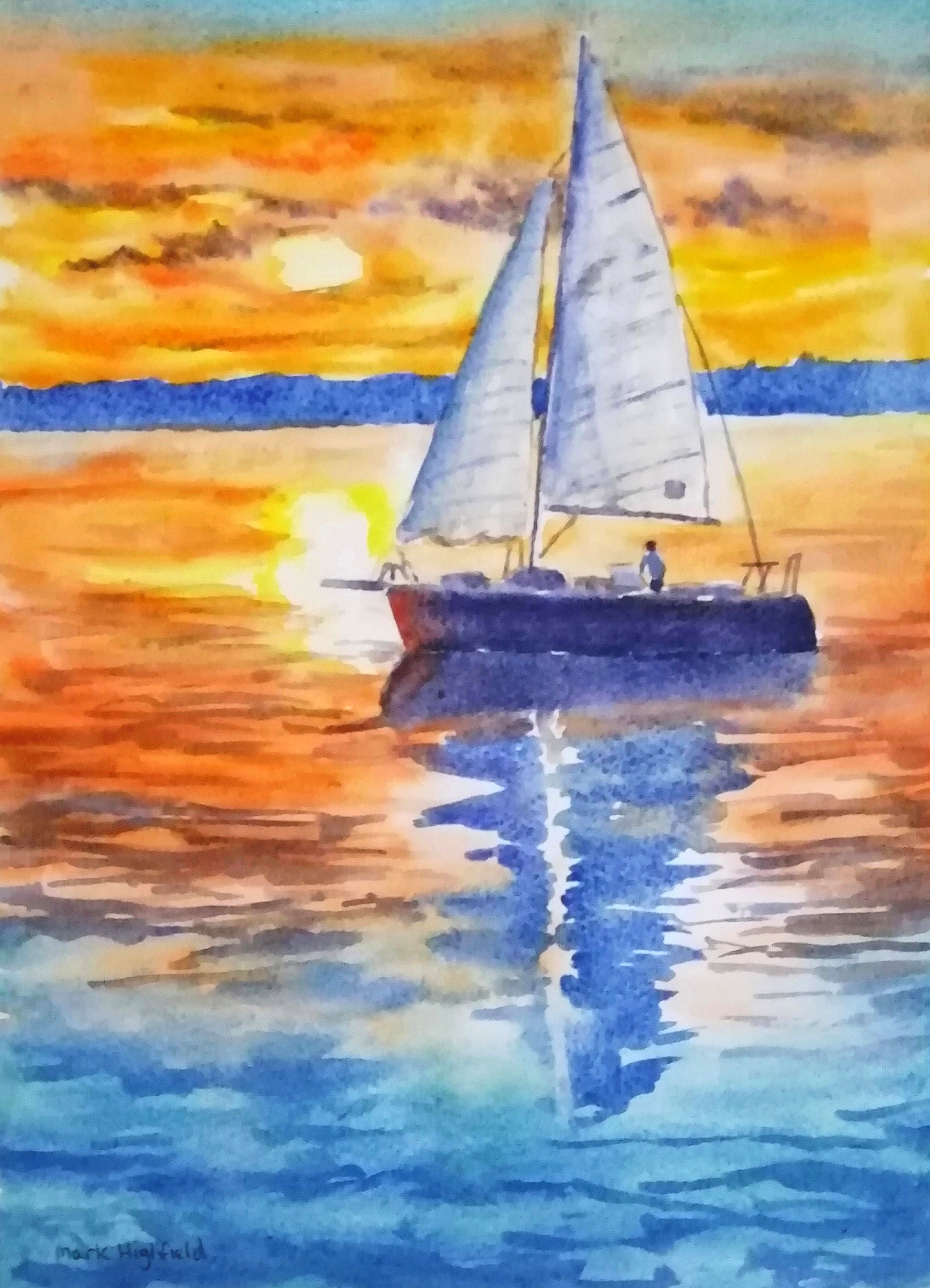 Sailing at sunset by Mark Highfield | 12 January 2023
