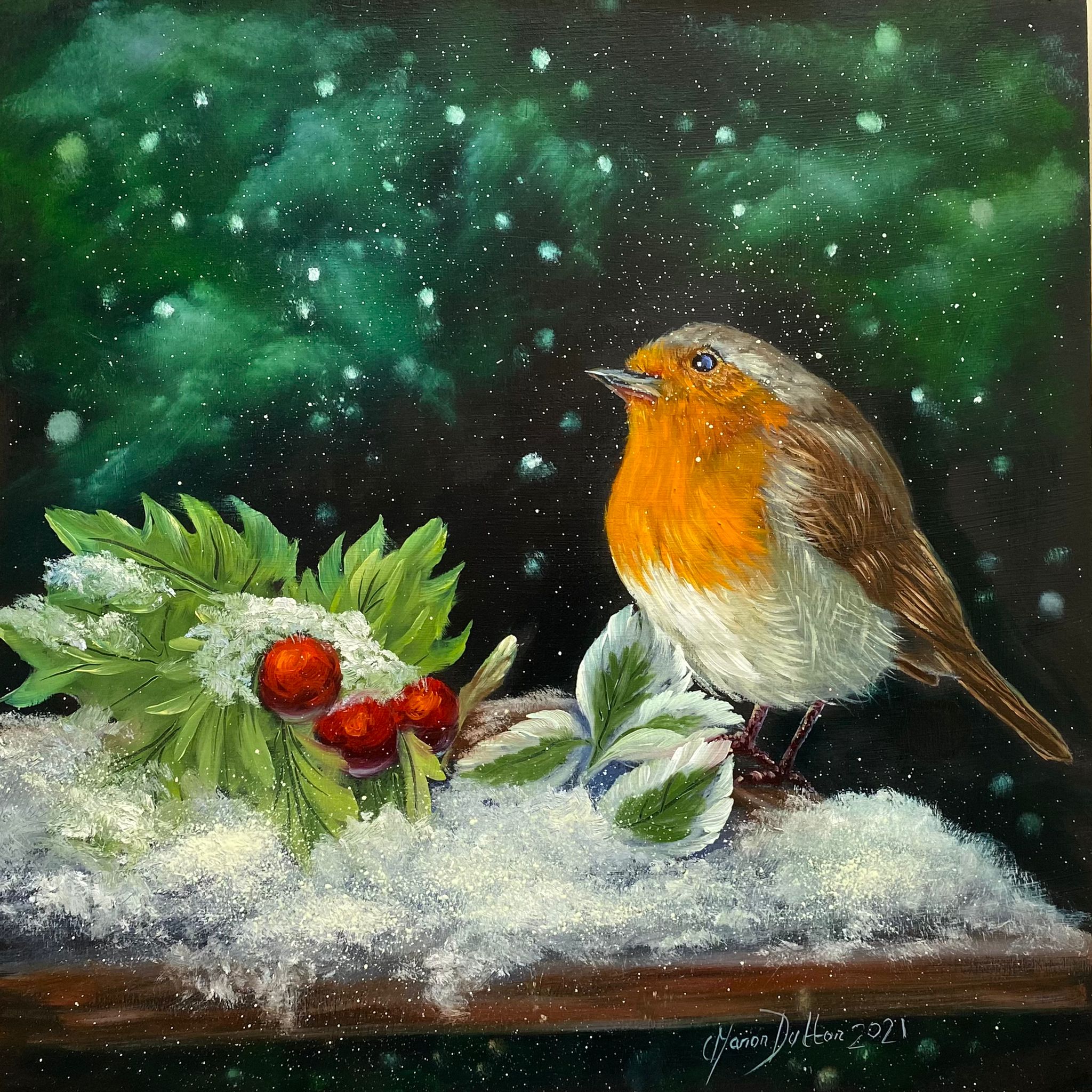 ‘Christmas Robin’ in Oils by Marion Dutton Professional Artist. by ...