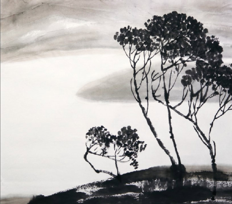 How to paint an autumn landscape using Chinese brush painting techniques