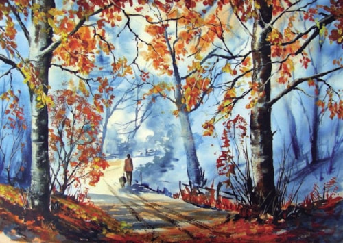 How to paint an autumn woodland in acrylic