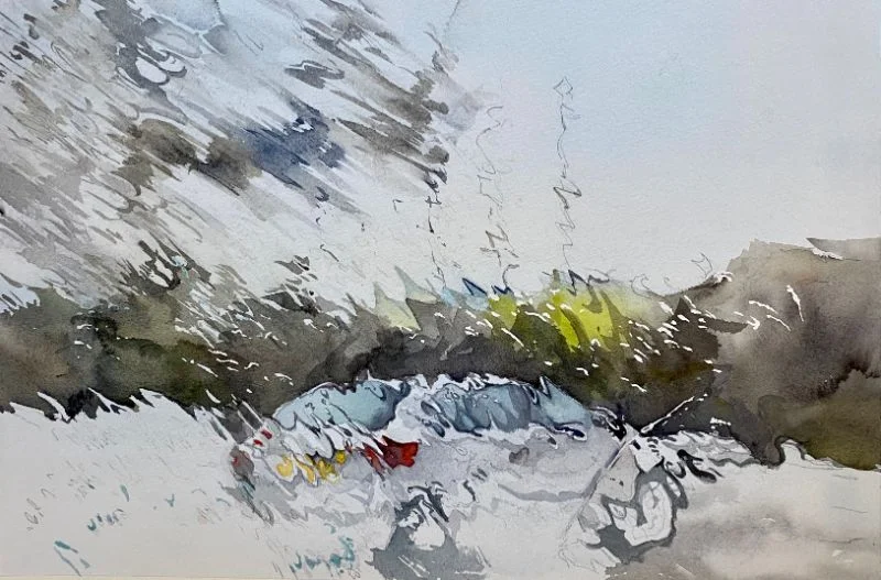 Painting rain in watercolour