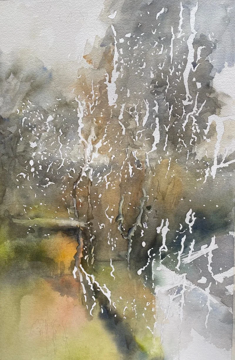 Painting rain in watercolour
