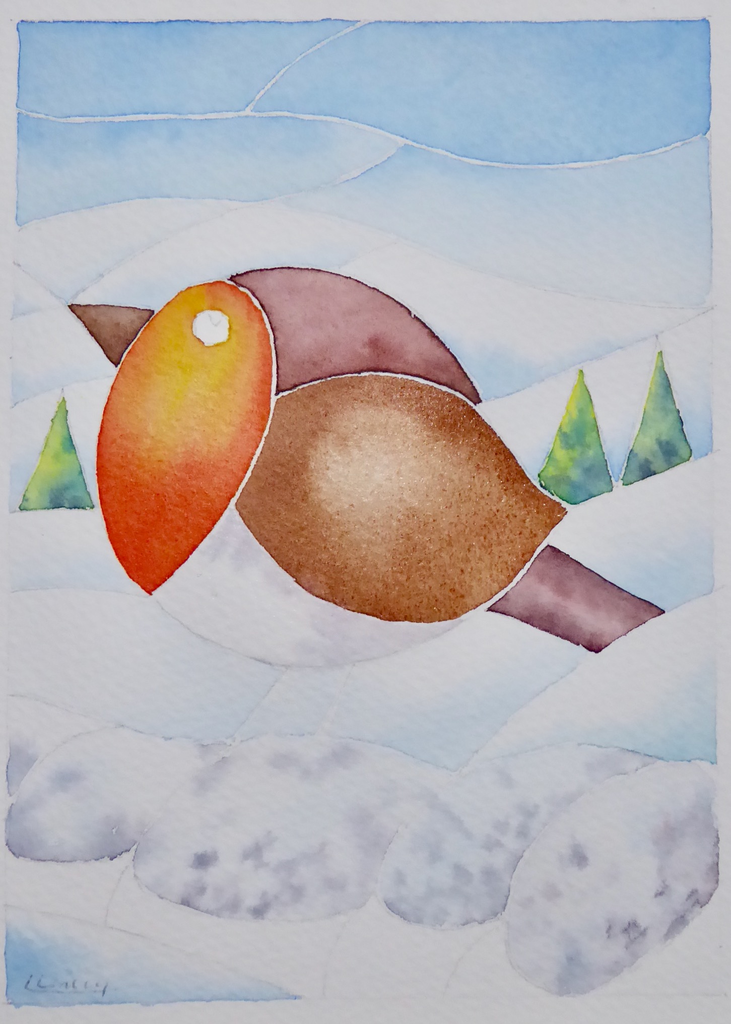 Paint a Christmas card with Lesley Linley - ‘Stained Glass Robin' in ...