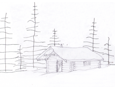 How to paint a snowy log cabin in watercolour with Alison Fennell