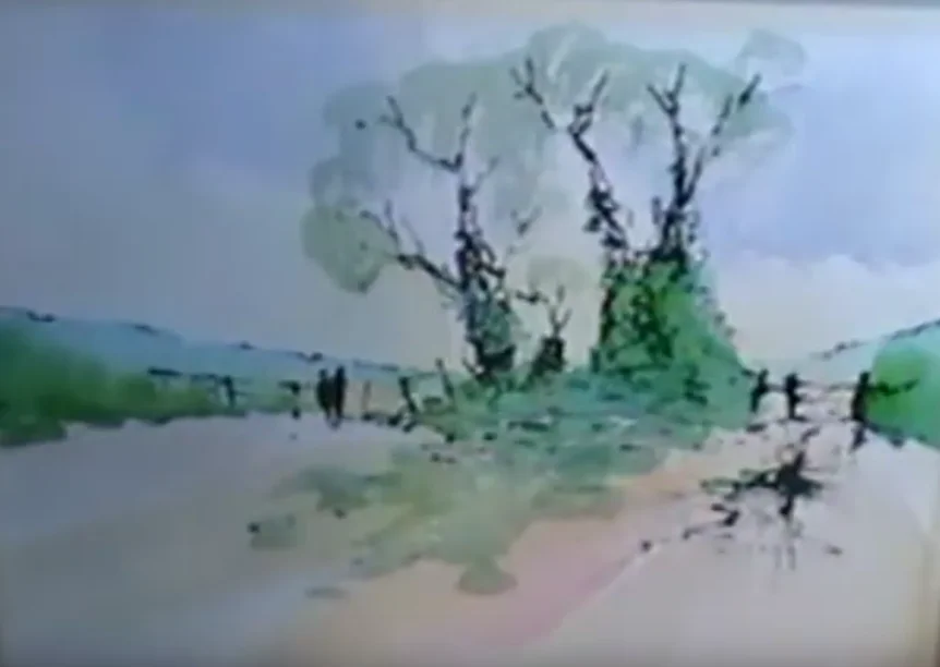 Pen and wash in the style of Wesson with Martin Rolfe