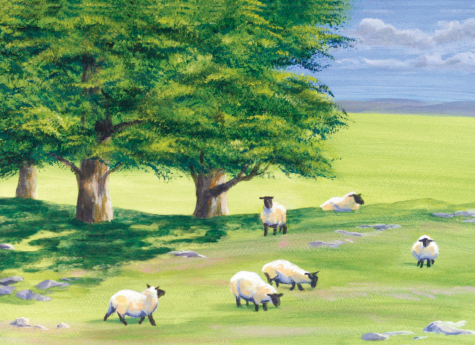 How to use blocking in techniques to paint a landscape with sheep