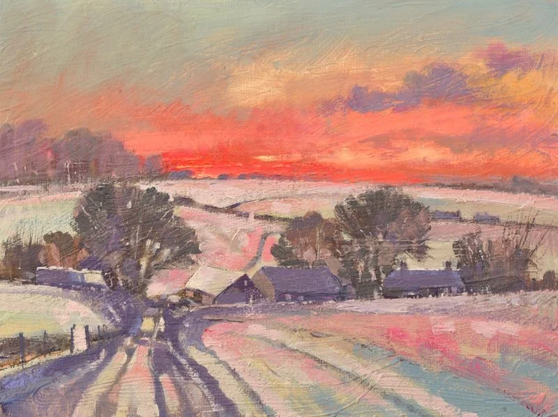 How to paint a winter sunset