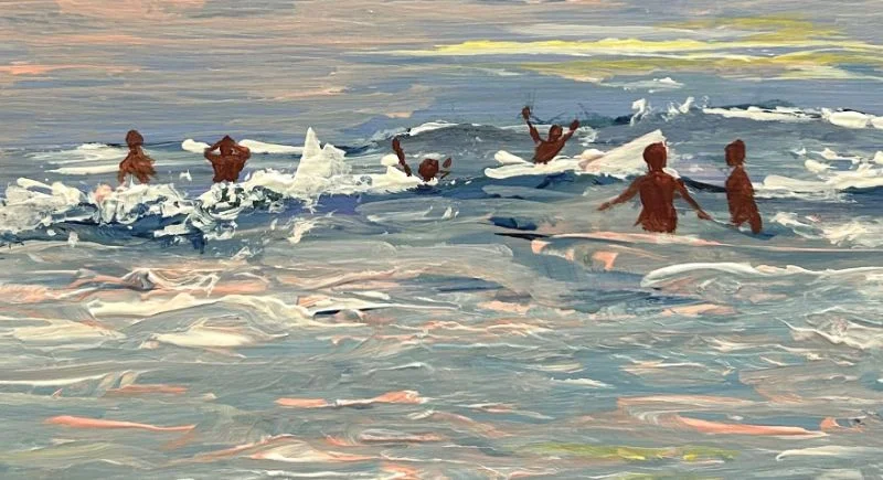 How to paint seascapes with swimmers