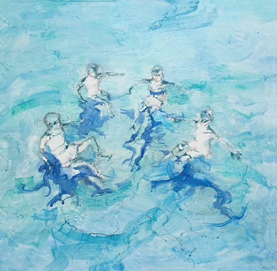 How to paint figures in a sunlit swimming pool