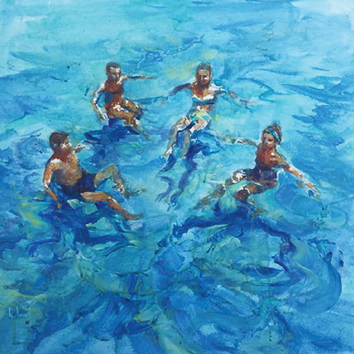 How to paint figures in a sunlit swimming pool
