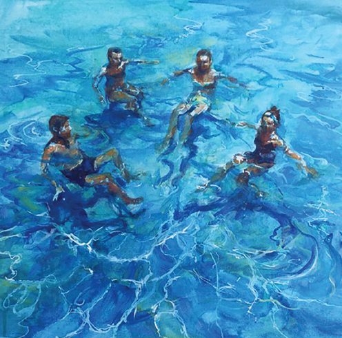 How to paint figures in a sunlit swimming pool