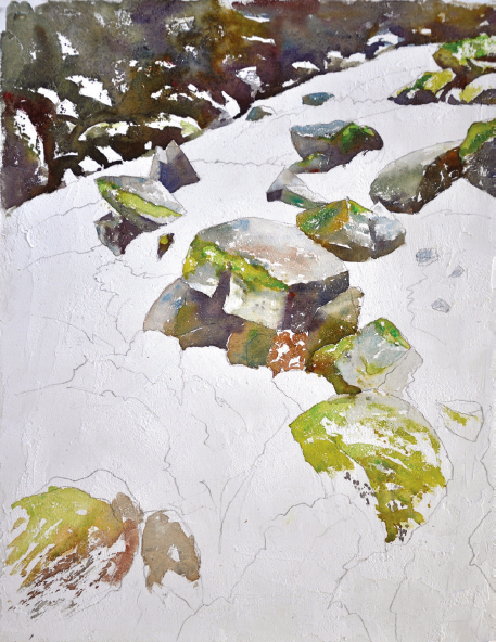 Learn how to paint a fast-flowing river in watercolour