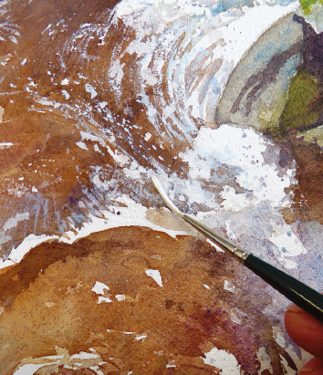 Learn how to paint a fast-flowing river in watercolour